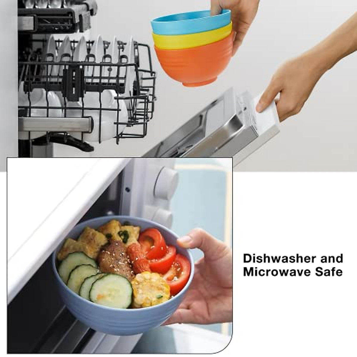 Gencywe Unbreakable Cereal Bowls Set of 6, 24 OZ Wheat Straw Bowls, Microwave & Dishwasher Safe, BPA-Free, Dessert Bowls for Cereal, Serving, Soup, Oatmeal, Pasta, Salad, Lightweight Soup Bowls