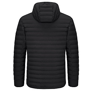 Little Donkey Andy Men's Warm Waterproof Puffer Jacket Hooded Windproof Winter Coat with Recycled Insulation Black L