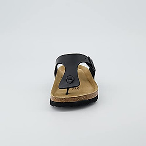 CUSHIONAIRE Women's Leah Cork footbed Sandal with +Comfort, Black Oily 9