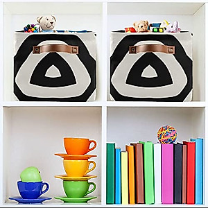 Large Foldable Storage Basket Bohemian Black Flower Storage Bin Canvas Toys Box Fabric Decorative Collapsible Organizer Bag with Handles for Bedroom Home