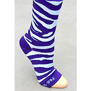 Original Pedi-Sox brand Toeless Socks for Pedicures : Ultra : Royal Purple Zebra