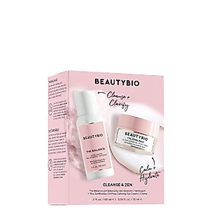 BeautyBio Cleanse & Zen Mini Set: The Balance pH Balancing Gel Cleanser + The Zen Bubble Oil-Free Calming Gel Cream