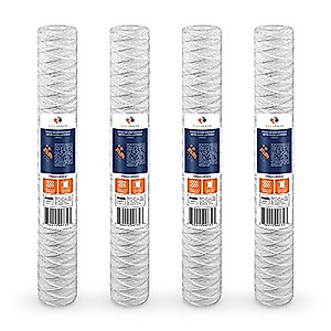 Aquaboon 5 Micron 20" x 2.5" String Wound Sediment Water Filter Cartridge | Universal Replacement for Any 20 inch RO Unit | Compatible with 101-230, PD-5-20, AP110-2C, P5-20, CFS124-C20, 4-Pack
