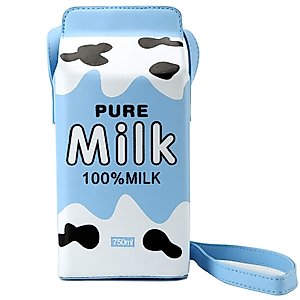 QiMing Pure Milk Box Crossbody Purse Bag,PU Phone Shoulder Wallet for Women Girl