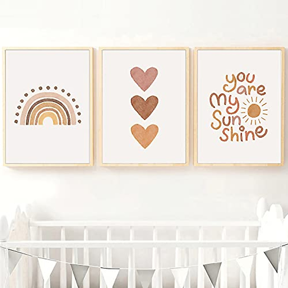 PUYIQARE You Are My Sunshine Canvas Wall Art Nursery Art Print Heart Nursery Wall Art Boho Wall Art Prints for Girls Room Decor Boho Sunshine Nursery Decorfor Baby Kids Room Decor Unframed
