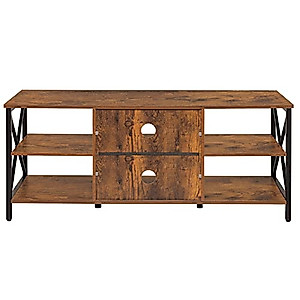 WEENFON Stand for 55 Inch TV, Retro Home Media Entertainment Center with 6 Storage Shelves, Industrial TV Console Cabinet for Living Room, Modern TV Stand Table, Rustic Brown