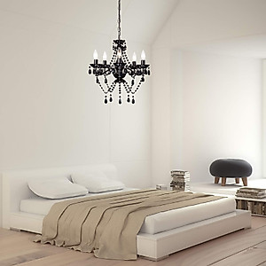 Antique House Black Chandelier Light Fixture 5 Light Modern Crystal Chandelier for Bedrooms Dining Room Acrylic Chandelier