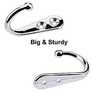 Sunmns 24 Pieces Coat Hooks Single Wall Mounted Robe Hook Hanger with 50 Pieces Screws (Silvery)