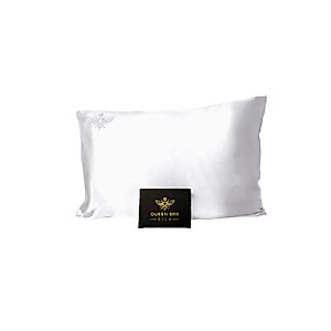 QUEEN BEE SILK - Silk Pillowcase for Hair and Skin - 22 Momme Mulberry Silk - Charmeuse Weave - Envelope Closure - Standard Size - White