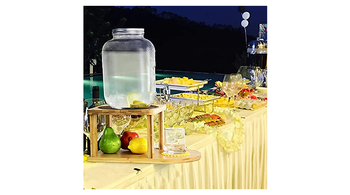 Kcgani Bamboo Water Dispenser Stand - Space-Saving & Non-Slip