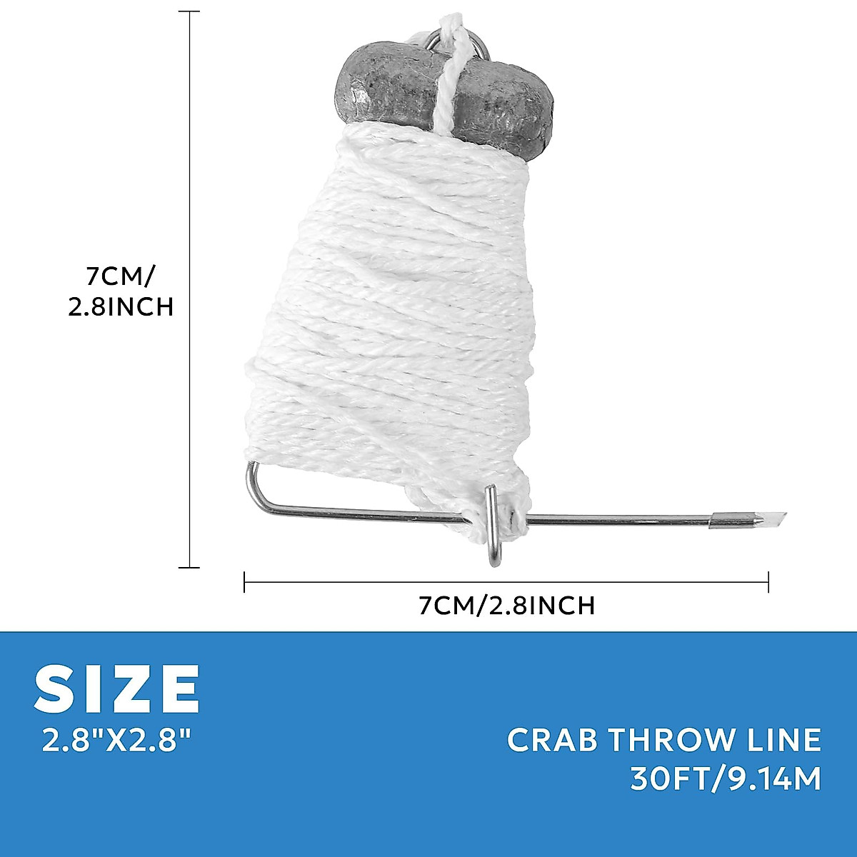 A1FISHER 3Packs Crab Throw Line Length 30FT/9.14M with 4OZ Lead Weight