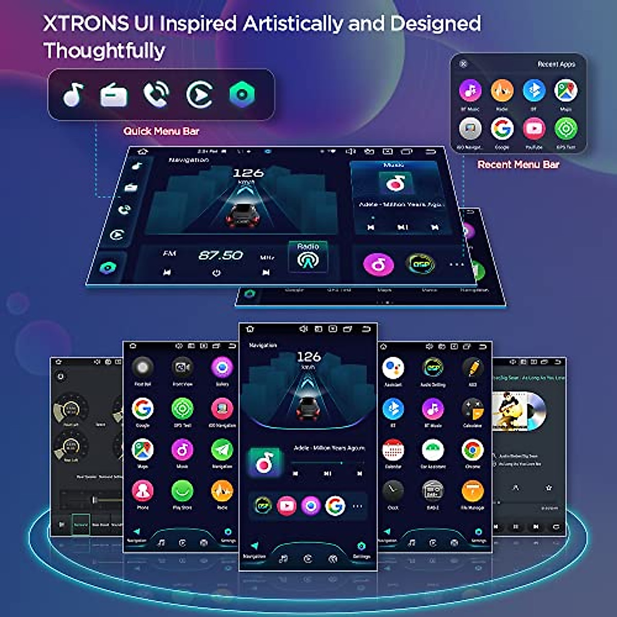 XTRONS Universal Double Din Car Stereo, Android 12 Octa Core 8GB+128GB Car Radio, 10.1 Inch Rotatable QLED IPS Touch Screen GPS Navigation for Car Bluetooth Head Unit DSP Car Play Android Auto 4G LTE