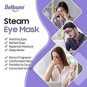 BeHoomi Steam Eye Mask, 10 Packs Heated Eye Mask, Self Heating Disposable SPA Warm Compress for Eyes Sleep Mask, Soothing Moist Heat Eye Masks, Travel Essentials & Relaxation Gifts (Lavender Scent)