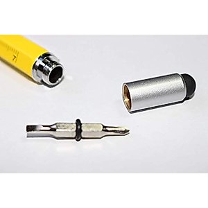 Multi-word 6 in 1 Multi Function Tool Ballpoint Pen with Ballpoint, Ruler, Screwdriver, A Flat Head, Touch-Screen Pen, Levelgauge (2PCS Yellow)