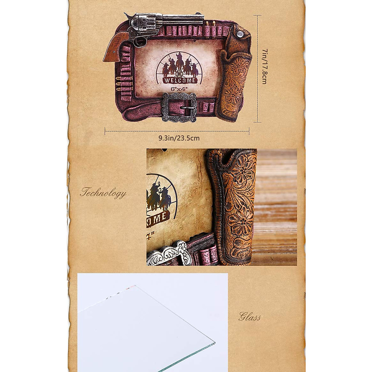 Rustic Resin Antler Photo Frame 8x10 Retro Western Room Decor Farmhouse Picture Frames Hunting Decor Lodge Decor Great Gift Wild Western, Cowboy, Bar, Hunting, Outdoor Culture