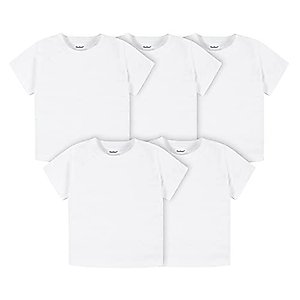 Gerber Baby Toddler 5-Pack Solid Short Sleeve T-Shirts Jersey 160 GSM, White, 4T