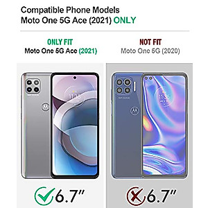 Poetic Revolution Series Case for Motorola Moto One 5G Ace (2021), Full-Body Rugged Dual-Layer Shockproof Protective Cover with Kickstand and Built-in-Screen Protector, Black