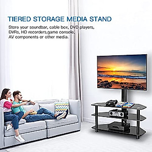 Swivel Floor TV Stand/Base for 32-75 Inch TVs-Universal Corner TV Floor Stand with Storage Perfect for Media-Height Adjustable Entertainment Stand with Cable Management, VESA 600x400mm PSFS04