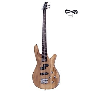 GLARRY Electric Bass Guitar Full Size 4 String Exquisite Stylish Bass with Power Line and Wrench Tool (Burlywood Color)