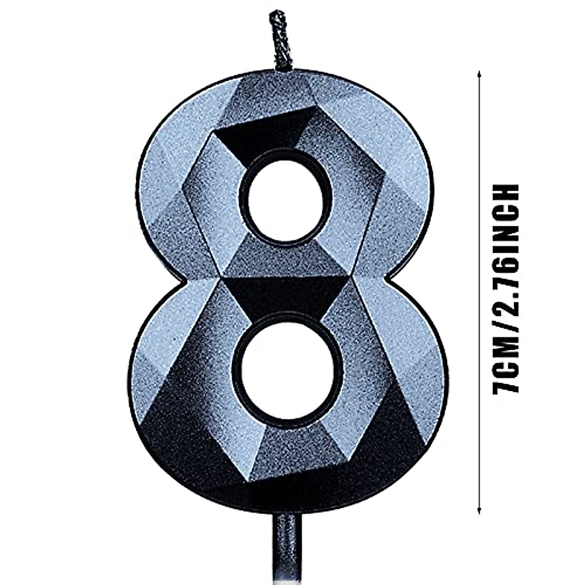 KINBOM 2.76 Inch Large Number Birthday Candles, Glitter 3D Diamond Shape Birthday Cake Candles Cake Topper Decoration for Wedding Anniversary Prom Graduation Party Kids Adults Number 8