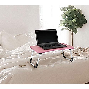 Mind Reader Woodland Collection, Portable Laptop Desk/Breakfast Table, Collapsible, Portable, Folding Legs, Pink