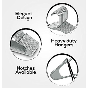 Utopia Home Plastic Hangers - Durable & Space Saving Coat Hanger - Shoulder Grooves & Hooks – Sleek and Slim Hangers for Coats, Pants, Dress (Pack of 100, Gray & White)