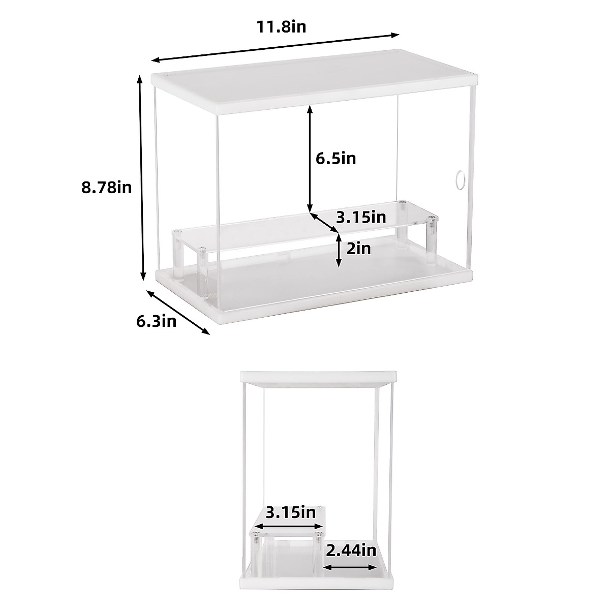 Acrylic Display Case Display Box with White Lid and White Base, Dustproof Showcase Figurines Collection Acrylic Cube for Toy Dolls Souvenirs Models(11.8 X 6.3 X 8.7 INCH)