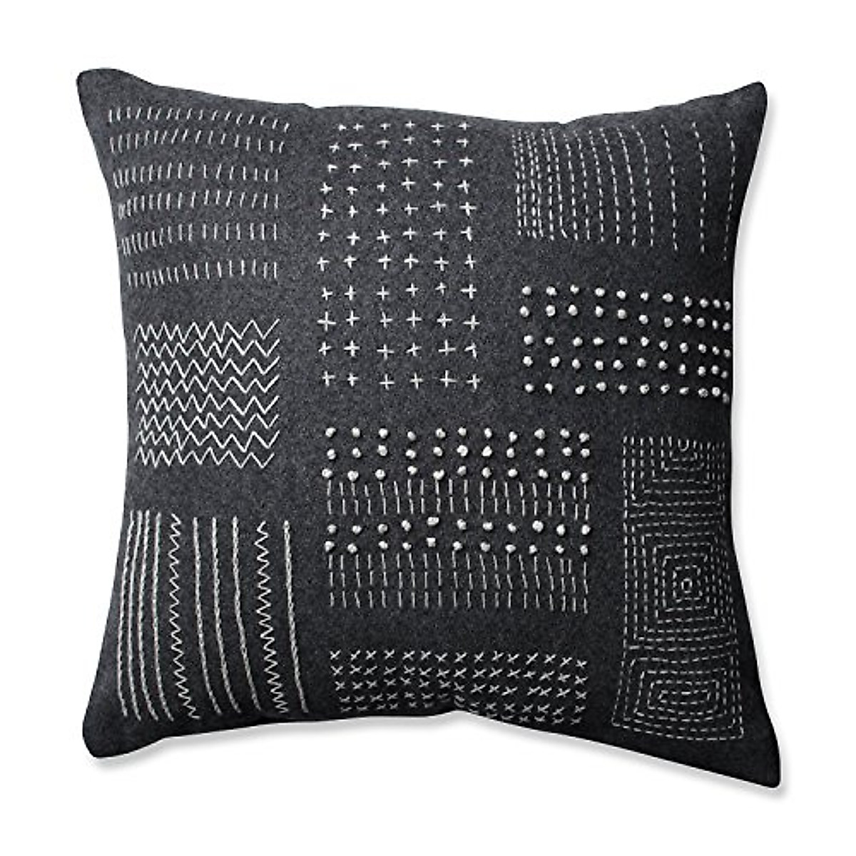 Pillow Perfect Tribal Sampler Felt Throw Pillow, 16.5", Dark Melange/Grey