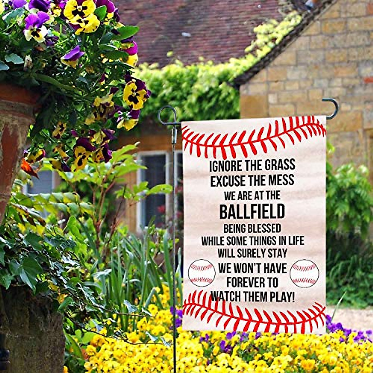 LHMUYUCQ Baseball Mom Home Decoration Garden Yard Flags Sign for Indoor and Outdoor Polyester Flag Double Sided 12 x 18 Inch