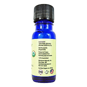 Wyndmere Essential Oils - Certified Organic Peppermint Essential Oil - 10ml - 100% Pure Therapeutic Quality - Made in USA