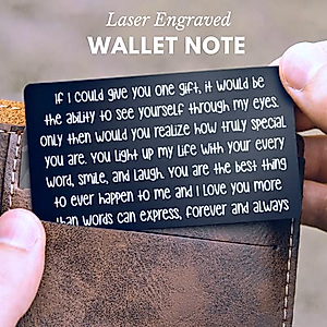 Engraved Wallet Love Note - Cute Anniversary Gifts for Him, Gift for Boyfriend, Hubby, Just Because I Love You, 6th or 10th Year Anniversary Gift for Husband, Deployment, or Long Distance Relationship