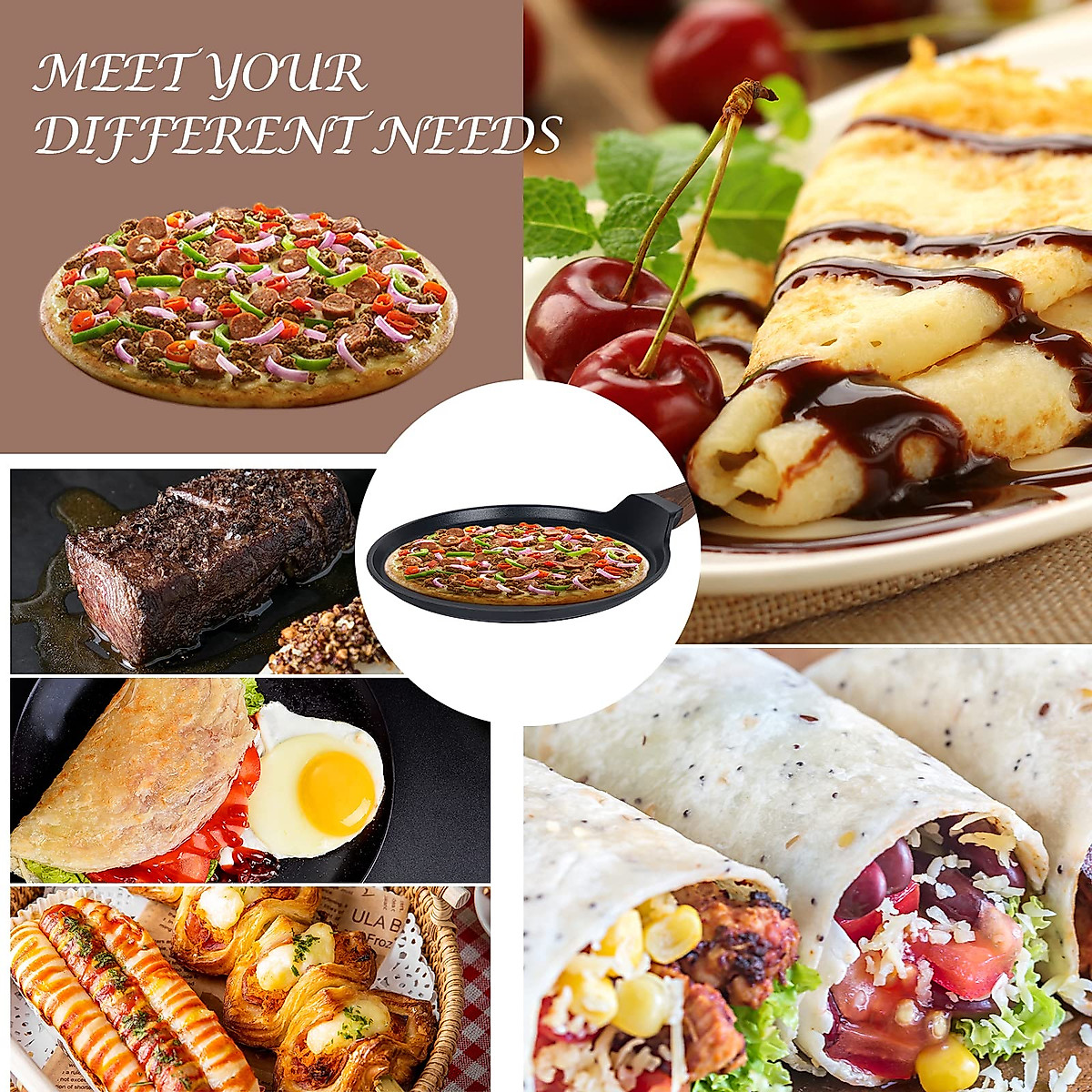 Vinchef Nonstick Crepe Pan, 11inch Skillet Pan for Dosa Tawa Omelette Tortillas Crispy Pancake, Griddle Pancake Pan, PFOA FREE and Induction Compatible