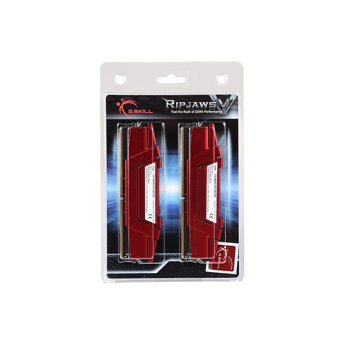G.SKILL Ripjaws V Series DDR4 RAM 16GB (2x8GB) 2400MT/s CL17-17-17-39 1.20V Desktop Computer Memory UDIMM - Red (F4-2400C17D-16GVR)