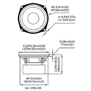 Goldwood Sound, Inc. Stage Subwoofer, Shielded 5.25" Woofers 130 Watt Each 8ohm Replacement 2 Speaker Set (GW-205/8S-2)