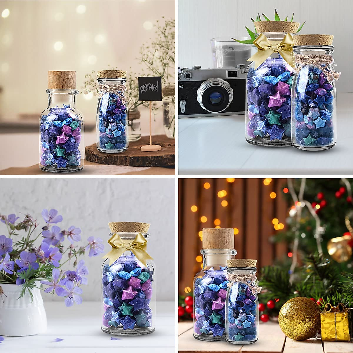 PAPERKIDDO 800 Sheets Origami Stars Paper 8 Different Designs of Beautiful Outer Space Sky for Paper Arts Crafts Kids Luminous Starry Sky Grown-ups School Teachers Folding Origami Star Paper Strips