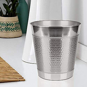 nu steel Hudson Bathroom Wastebasket Bin Trash Can in Premium Polished Stainless Steel for Bathrooms & Vanity Spaces