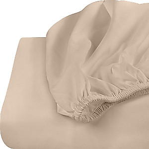 Utopia Bedding Full Fitted Sheet - Bottom Sheet - Deep Pocket - Soft Microfiber - Shrinkage and Fade Resistant - Easy Care -1 Fitted Sheet Only (Beige)