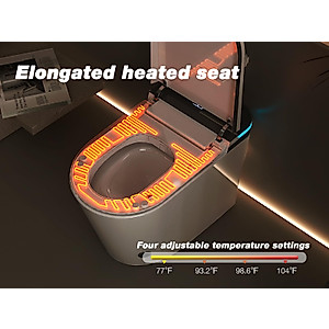 MEJE #MZE013 - Luxury Automatic Toilet,Smart Toilet with Intelligent Bidet,Auto Open and Close,Auto Flush,Heated Seat,Remote Control, Night Light, Switchable Temperature Display,White