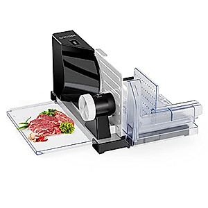 Meat Slicer for home, CWIIM Electric Deli Food Slicer & meat cutter with Removable Stainless Steel Blade+Pusher and 0-18mm Adjustable Thickness for Meat, Cheese, Bread, Fruit.