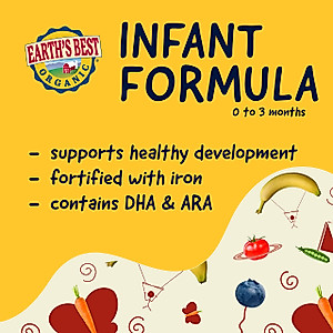 Earth's Best Organic Baby Formula for Babies 0-12 Months, Powdered Milk-Based Gentle Formula with Iron and Easy to Digest Proteins, 21 oz Formula Container
