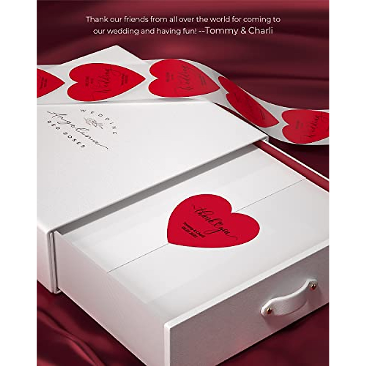 MUNBYN 3" Heart Thermal Stickers, Heart-Shaped Adhesive Sticker Labels, Red Love Thermal Labels for Gift, Wedding, Anniversary, Valentine's Day, Small Business 400 Labels/Roll