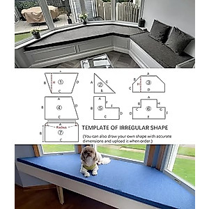 SINCERE Custom Sized Bench Cushion Pad, Bay Window Pillow, Seat & Back Cushion Replacement for Sagging Sofa, Couch Booster Foam Cushions Chair Pads, Indoor Outdoor Daybed RV Camper Van Cushions