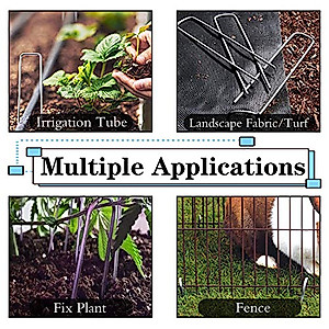 HOOPLE 100 PC 6'' 11 Gauge Heavy Duty U-Shaped Securing Garden Stakes Pins - Sod Fence Landscape Staples for Anchoring Weed Barrier and Landscape Fabric, Premium Ground Stakes(100)