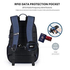 Swissdigital Design College 17 inch Laptop Backpack, Business Travel Laptop Backpack With USB Charging Port For Women & Men Laptop Dark Blue (BIBERSTEIN SD1636-12)