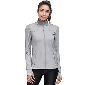 Dolcevida Womens Sports Jackets Zip Up Workout Yoga Jacket with Pockets