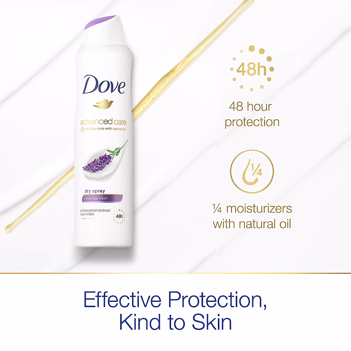 Dove Advanced Care Antiperspirant Deodorant Dry Spray 48 Hours of Sweat and Odor Protection Lavender Fresh Antiperspirant Spray With ¼ Moisturizers and 0% Alcohol, 3.8 Ounce (Pack of 3)