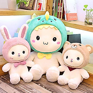 DERMAEX Pink Bunny Plush Stuffed Animal Pillow,Soft Hugging Pillow Bunny Plush Toys,Cute Rabbit Doll Throw Pillow with Wings,Gifts for Birthday, Valentine, Christmas (Pink,25cm)