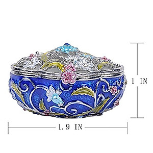 YU FENG Hinged Trinket Box Jeweled Hand-painted Patterns Jewelry Box Bejeweled Box Collectible for Women (flower box)