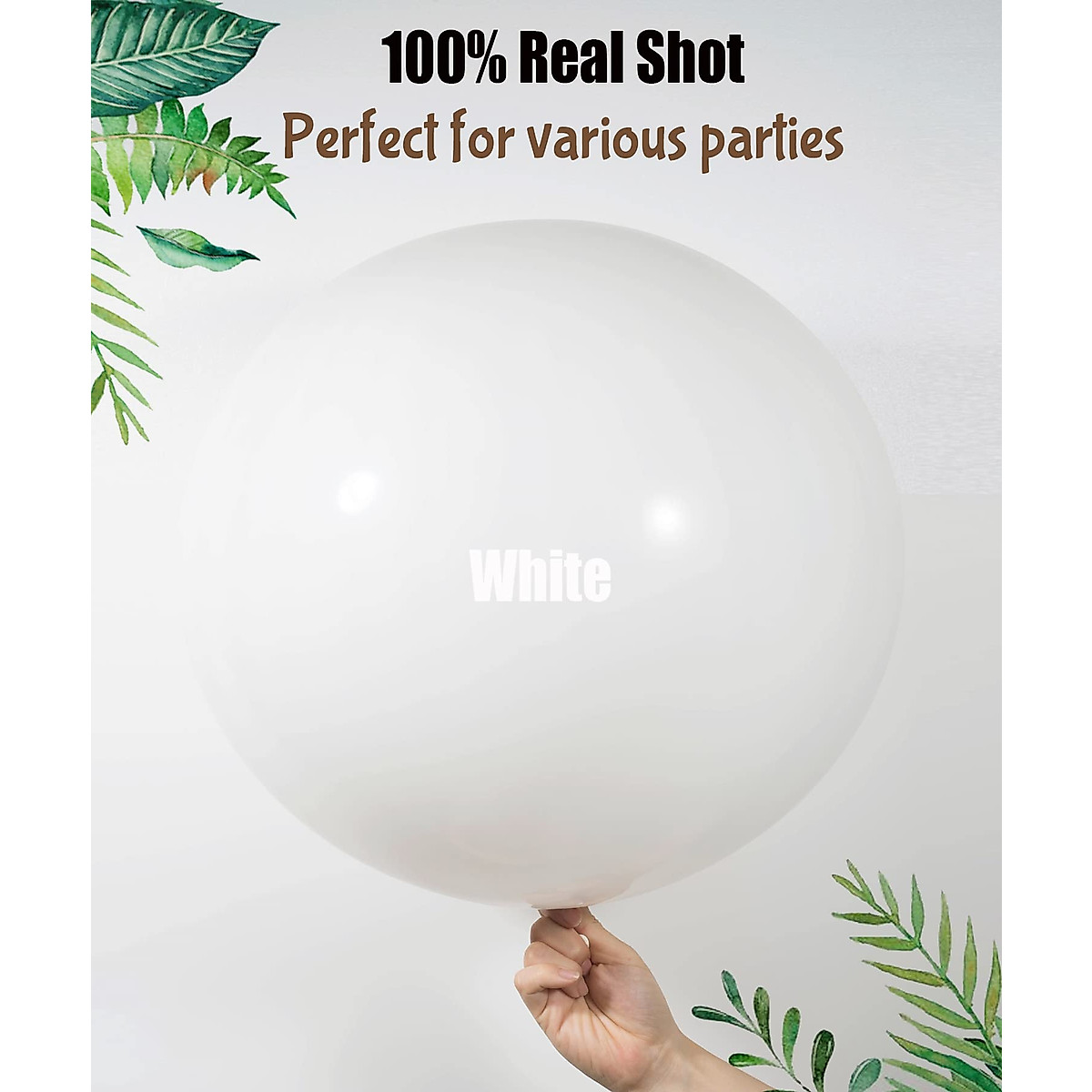 White Large Balloons 24 Inches 5 Jumbo Stuffing Balloons Giant Globe Strong Latex Big Round Balloon For Bridal Shower Decorating,Photo Shoot, Wedding, Baby Shower, Birthday Party Helium Quality