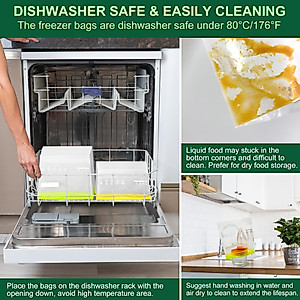 SPLF 12 Pack Reusable Gallon Freezer Bags Dishwasher Microwave Safe, 1 Gallon BPA Free Leakproof Food Storage Bags, Silicone Free Containers for Meal Prep, Fridge Kitchen Organization